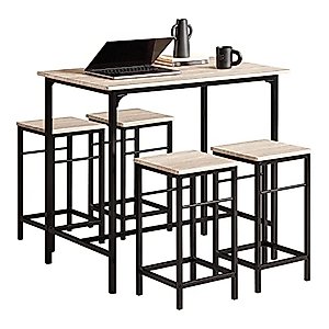 Haotian Bar Set-1 Bar Table and 4 Stools, Home Kitchen Breakfast Bar Set Furniture Dining Set-OGT11 (Natural)