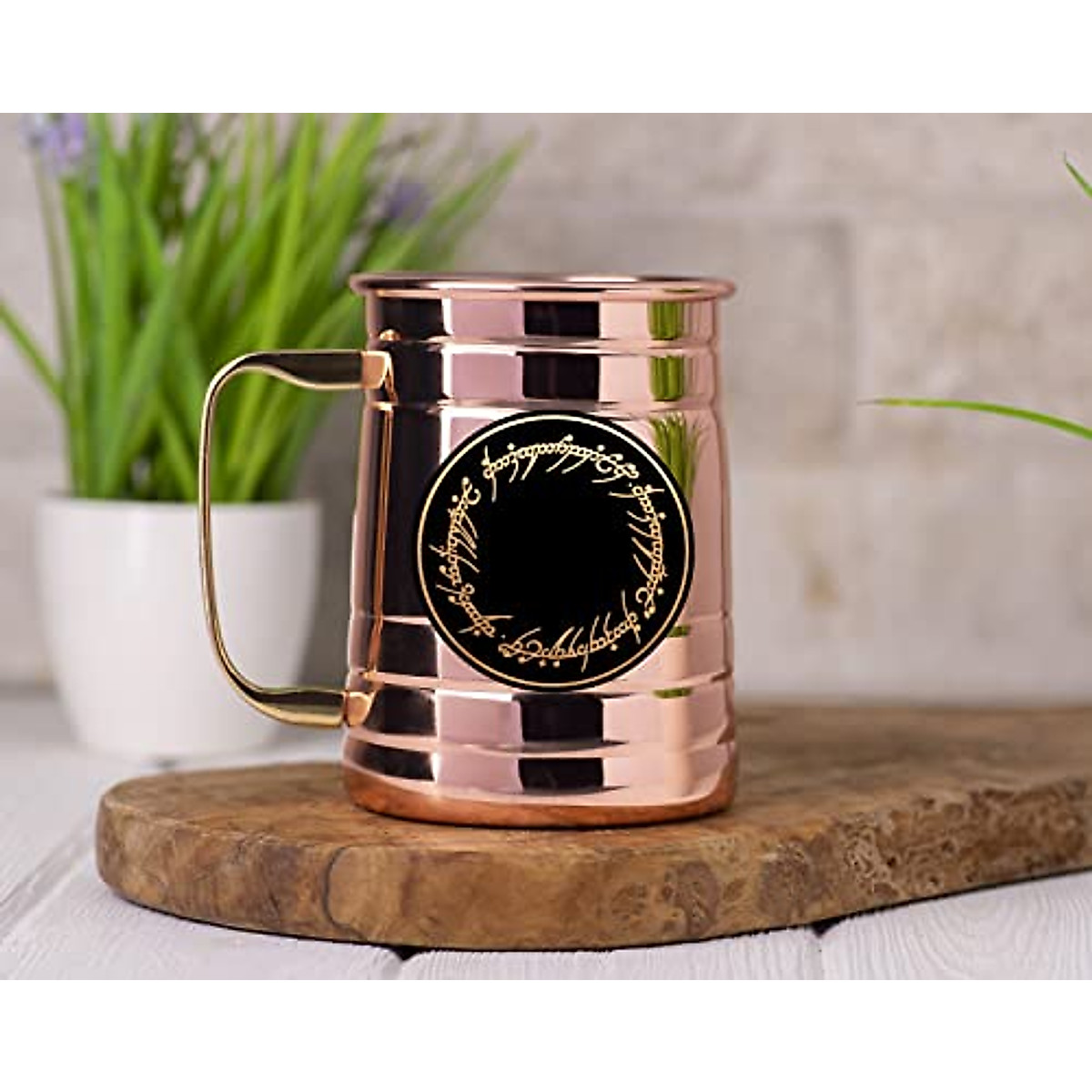 One Ring Moscow Mule Mug Metal Tankard, Hobbit Mug Lord Rings Copper Stein Beer Mug, Gift For Him Beer Stein 21oz Pure Copper Plating Cup, Premium Quality Cocktail Mug, Drinking Mug