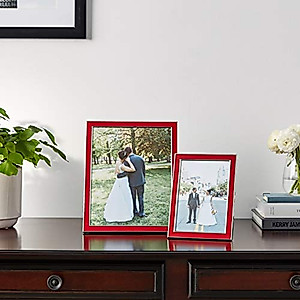 Lawrence Frames Silver Plated Metal with Red Enamel Picture Frame, Red, 5x7