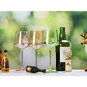 Physkoa Mothers Day Gifts for Mom Colored Wine Glasses Set 6, 16oz Long Stem Multi-Color Wine Glass-Colorful Wine Glasses for Christmas Celebrations-HandBlown|Durable|HandWash