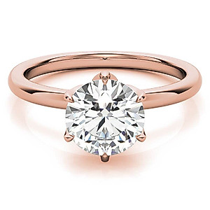 10K Solid Rose Gold Handmade Engagement Ring 2.50 CT Round Cut Moissanite Diamond Solitaire Wedding/Bridal Ring Set for Women/Her, Fancy Ring Gift for Her