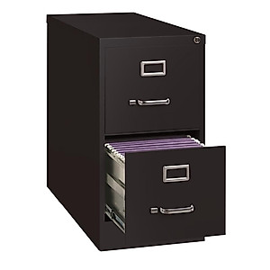 Lorell 2-Drawer Vertical File with Lock, 15 by 26-1/2 by 28-3/8-Inch, Black