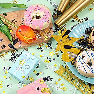 50th Birthday Confetti 50 Number Confetti 50th Party Confetti Metallic Foil 50 Table Scatter Confetti Decoration for 50 Birthday Party DIY Arts Crafting Supplies, Gold Black and Silver (3000 Pieces)