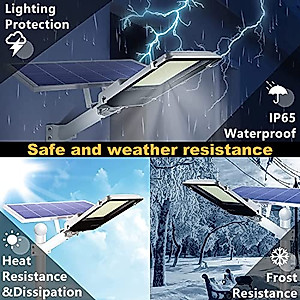 HYPLDXS 2000W Outdoor Solar Street Light Dusk to Dawn IP65 Waterproof 6500K Daylight White LED Solar Lights for Parking Lot Garage Garden Yard…
