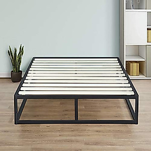 PrimaSleep 9 Inch Dura Metal Platform Bed Frame-Wooden Steel Slat Support/Underbed Storage Space, Twin, Black