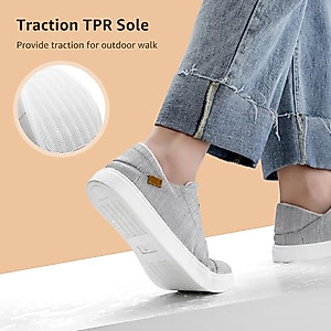 STQ Casual Shoes for Women Slip On Loafers Shoes Low Top Canvas Sneakers Light Grey 8.5