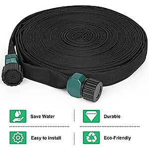 Flat Soaker Hose 25 ft for Garden Beds Drip Hose Heavy Duty Save 70% Water for Vegetable Tree (25FT)