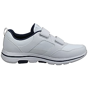 Skechers Men's Gowalk-Athletic Hook and Loop Walking Shoes | Two Strap Sneakers | Air-Cooled Foam, White/Navy, 13