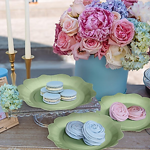 Mifoci 100 Pcs Sage Green Paper Plates Green Scalloped Edge Paper Plates 9 inches Disposable Serving Tray Sage Green Dessert Platters for Wedding Birthday Party Baby Shower Bridal Supply