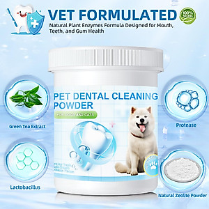 Himnum Dog Teeth Cleaning Powder,Dental Powder for Dogs Teeth Plaque and Tartar,Dog Oral Cleaning Powder with Probiotics,Fresh Breath,80g