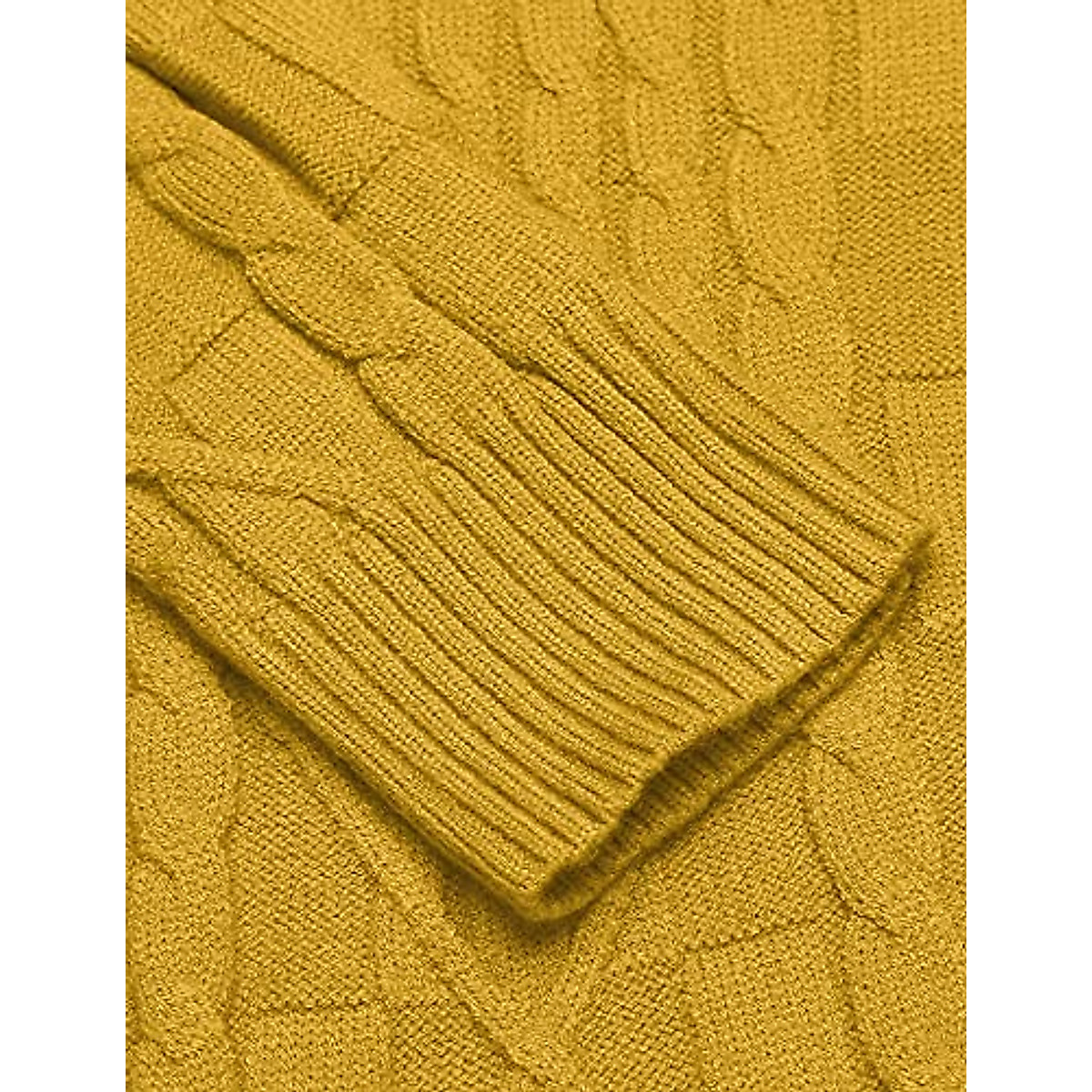 COOFANDY Men's Slim Fit Turtleneck Sweater Casual Cable Knit Pullover Sweaters Yellow