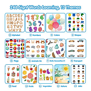 QuTZ Talking Flash Cards for Toddlers 2-4, Autism Toys, Speech Therapy Toys, Educational ABC Learning Talking Sight Words Flash Cards Kindergarten for Boys and Girls, 248 Sight Words Blue