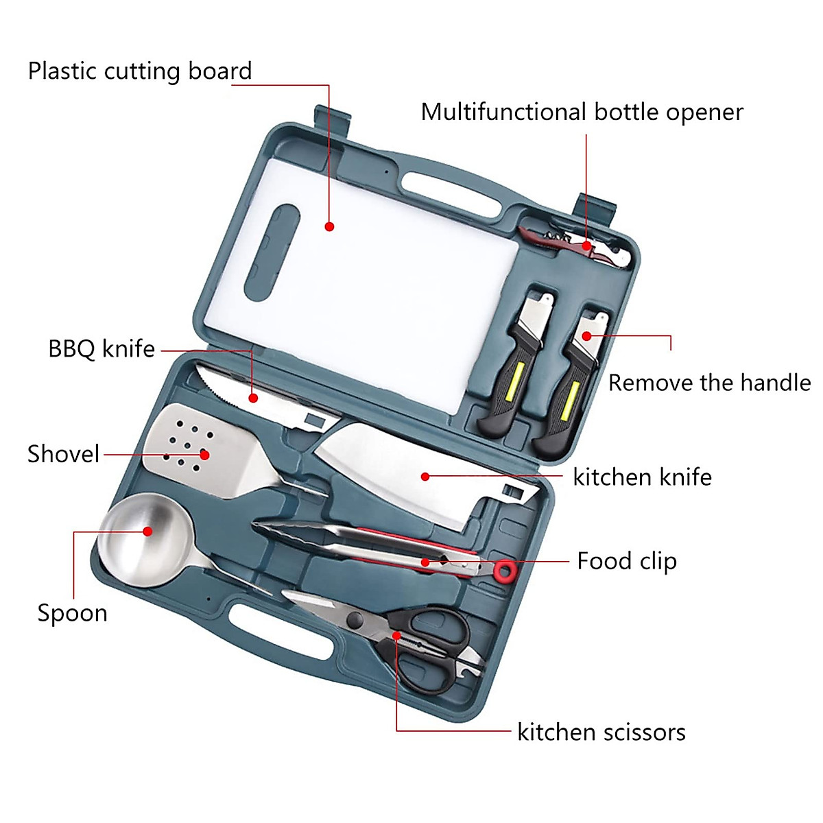 SEFAX BBQ Grill Accessories Tools Set, 10PCS Stainless Steel Grilling Kit for Travel, Picnics, RVs, Camping, BBQs, Parties Grilling Accessories