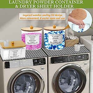 3 Pack Laundry Powder Container & Dryer Sheet Holder, Large Capacity Acrylic Laundry Room Organization Storage Containers with Lids, Labels & Scoops for Powder, Scent Booster, Pods, Beads, Bath Bombs