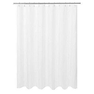 N&Y HOME Ultimate Waterproof Fabric Shower Curtain or Liner, Machine Washable, Breathable Fabric TPU Lining Bath Tub Shower Liner, White, 72x72 inch