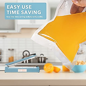 METRONIC Impulse Sealer 16 inch, Manual Heat Sealer Machine for Plastic Bags, Shrink Wrap Bag Sealers Heavy Duty Sealing Machine With Repair Kit (Blue)