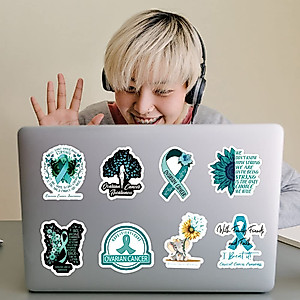 61 Pcs Ovarian Cancer Awareness Ribbons Vinyl Decals Waterproof Stickers for Helmet Laptop Phone Water Bottles for Aldults for Birthday Halloween Party Supplies Decoration Favors