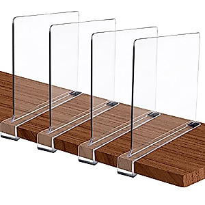 HighFree Acrylic Closet Dividers for Shelves, Clear Shelf Separators, Shelf Dividers for Closet Organization Without Drilling for Clothes,Books,Towels,Shoes