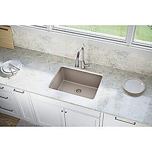 Elkay LKQS35SM Polymer Drain Fitting with Removable Basket Strainer and Rubber Stopper, Silvermist