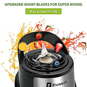 Frossvt Personal Blender for Shakes and Smoothies, Powerful Smoothie Blender with 450w Powerful Motor 2 x Travel Cups 20oz Pulse Technology BPA-Free