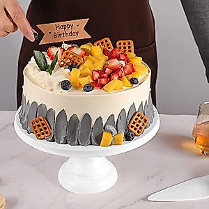 ECOWAY Round Cake Stand 9.84 Inch with Cake Spatula, White Bamboo Cupcake Stand, Dessert Display Plates for Snacks and Cookies, Candy Dish for Birthday Parties, Weddings, Baby Shower and Other Events