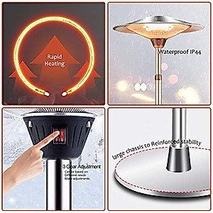 SOARRUCY Patio Heaters for Outdoor - Stainless Steel Outdoor Heater 3 Levels Adjustable Power Waterproof, Dump Power Off Outdoor Heaters for Patio