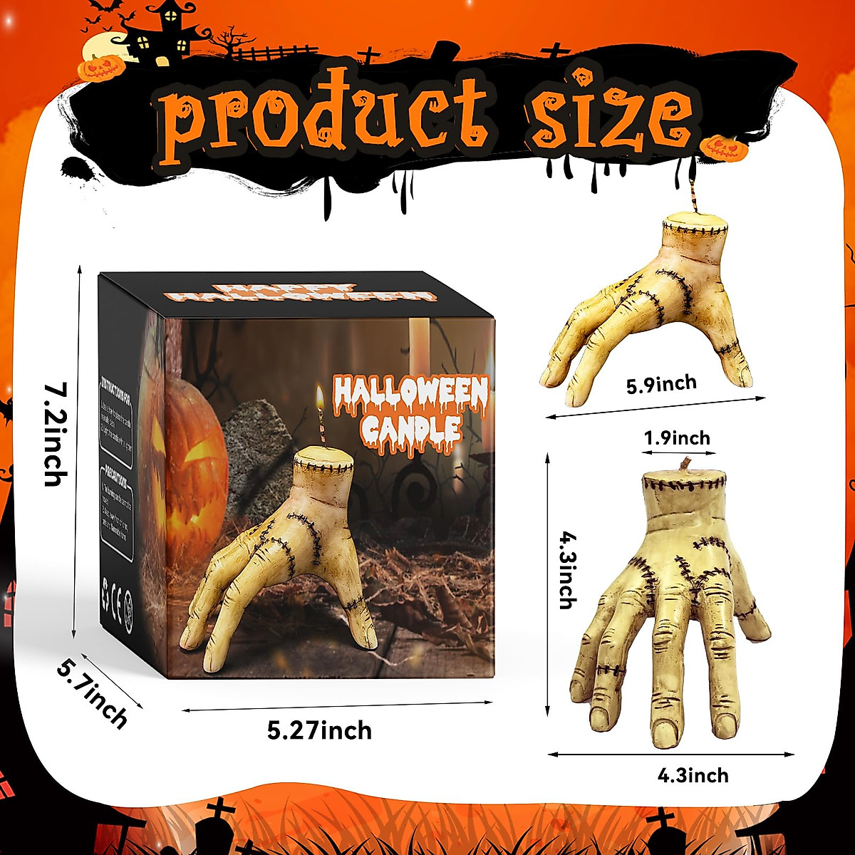 Halloween Scented Candle, Halloween Decoration, Wednesday Addams Family Thing Hand Candle, Thing Hand Candle for Halloween Table Decor, Spooky Gifts for Women Men (Halloween Candle)