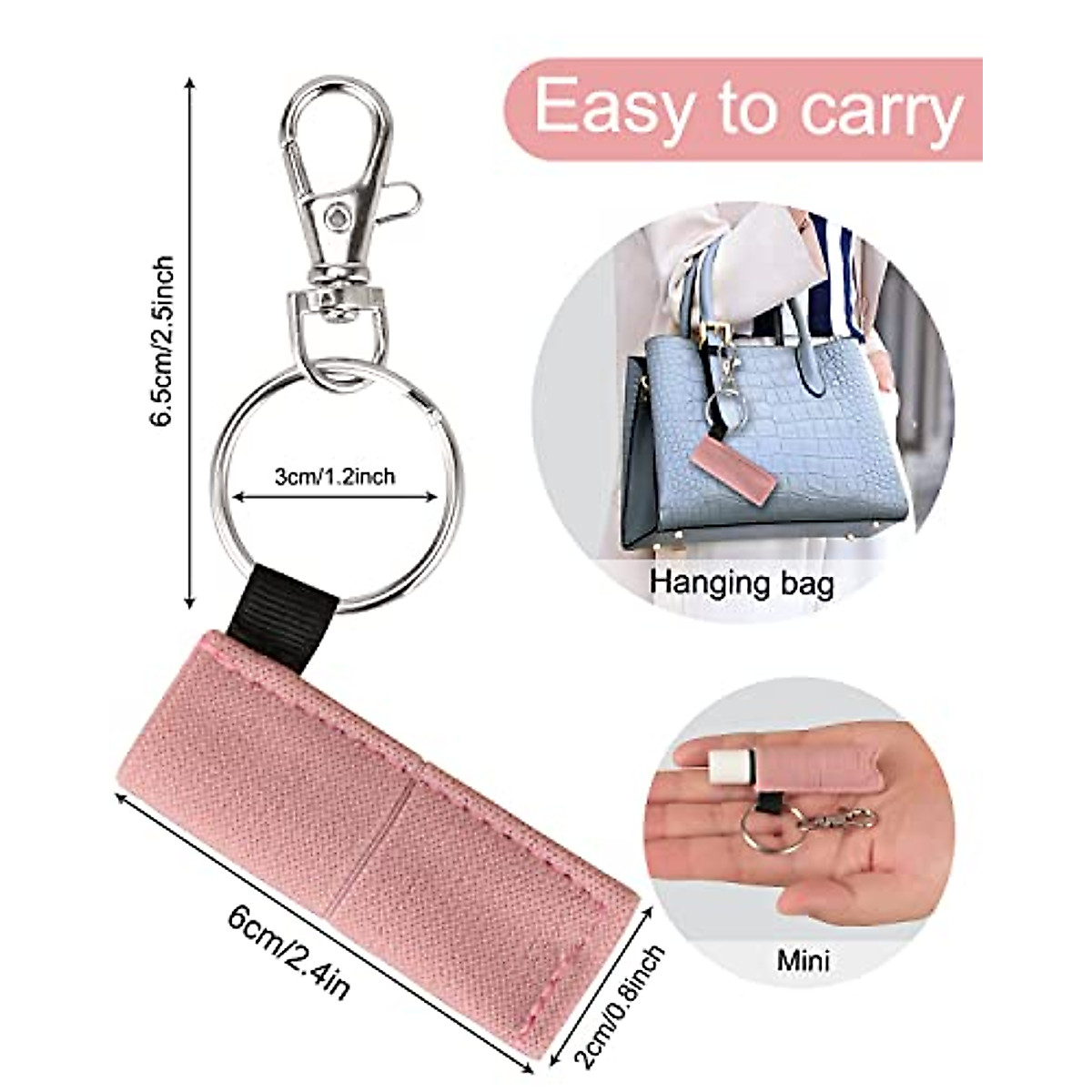 Lip Balm Holder Chapstick Holder Sleeves Holder Pouch Elastic Lip balm Holder Lipstick Lip Gloss Holder With Hook Stocking Stuffers Gift for Women (5pcs)