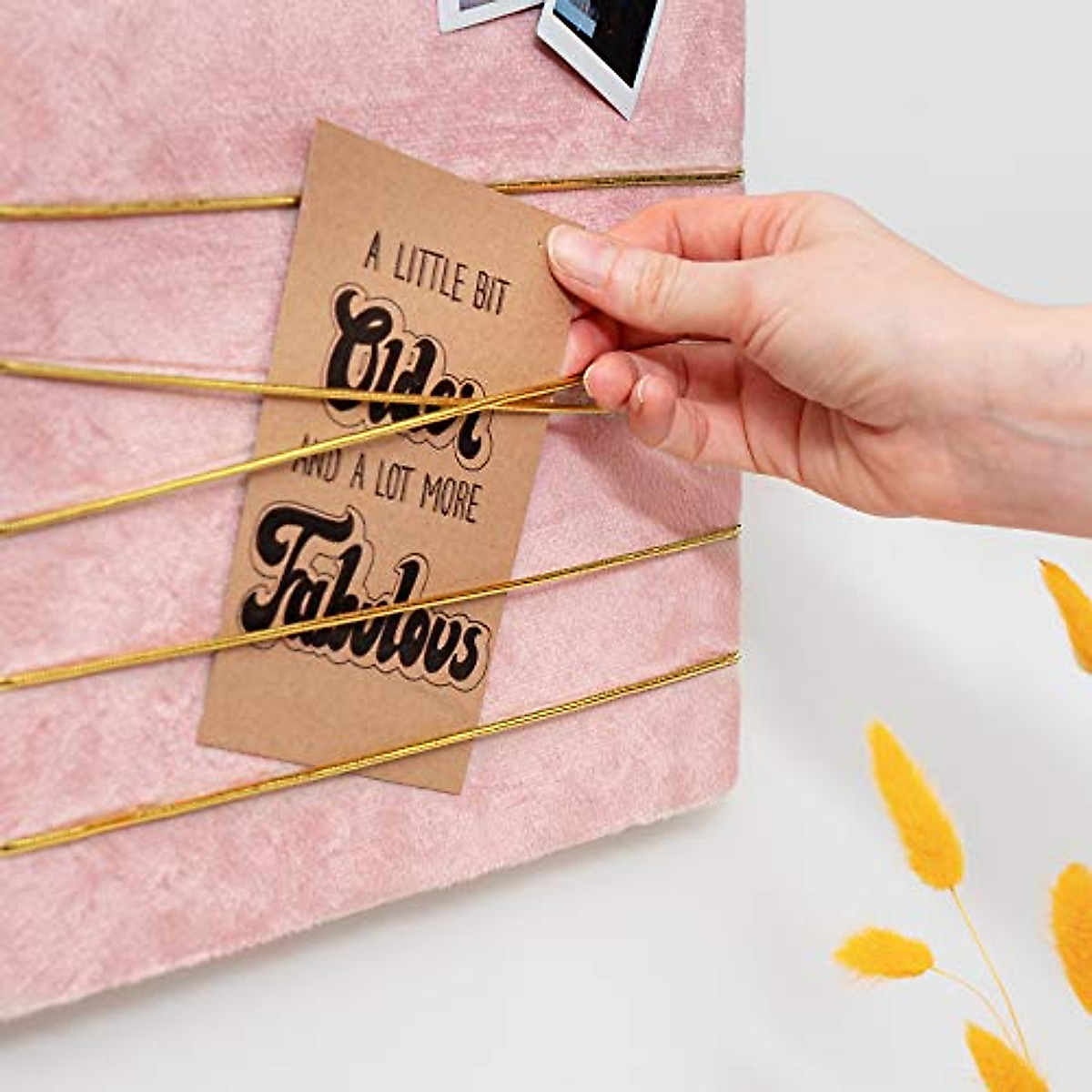 Navaris Fabric Memo Bulletin Board - 20" x 28" Velvet Memory Board for Wall to Display Photo Collages, Pictures, Notes - Includes 6 Push Pins - Pink