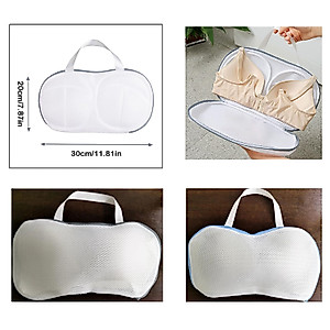 NentMent 2 Pack Bra Laundry Bags for Washing Machine Lingerie Wash Dryer Bag Non-Deform 3D Protective Bracket Case with Handle and Zipper for Women Underwear Brassiere Delicates A to C Cups