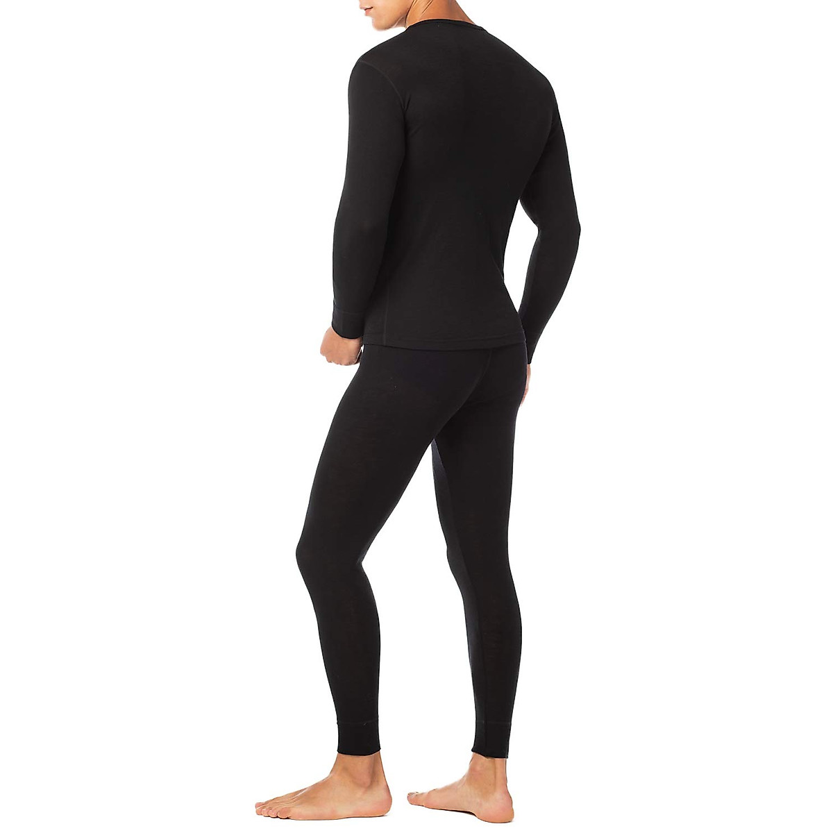 LAPASA Men's 100% Merino Wool Base Layer Set Lightweight Thermal Underwear Activewear Long John Top Bottom M31 Large 1. Lightweight Black 1 Set