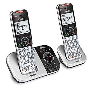 VTECH VS112-2 DECT 6.0 Bluetooth 2 Handset Cordless Phone for Home with Answering Machine, Call Blocking, Caller ID, Intercom and Connect to Cell (Silver & Black)