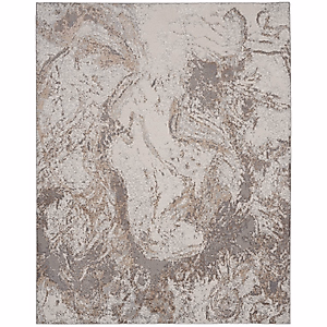 Nourison Elation Abstract Ivory Grey 9' x 12' Area -rug, Easy -cleaning, Non Shedding, Bed Room, Living Room, Dining Room, Kitchen (9x12)