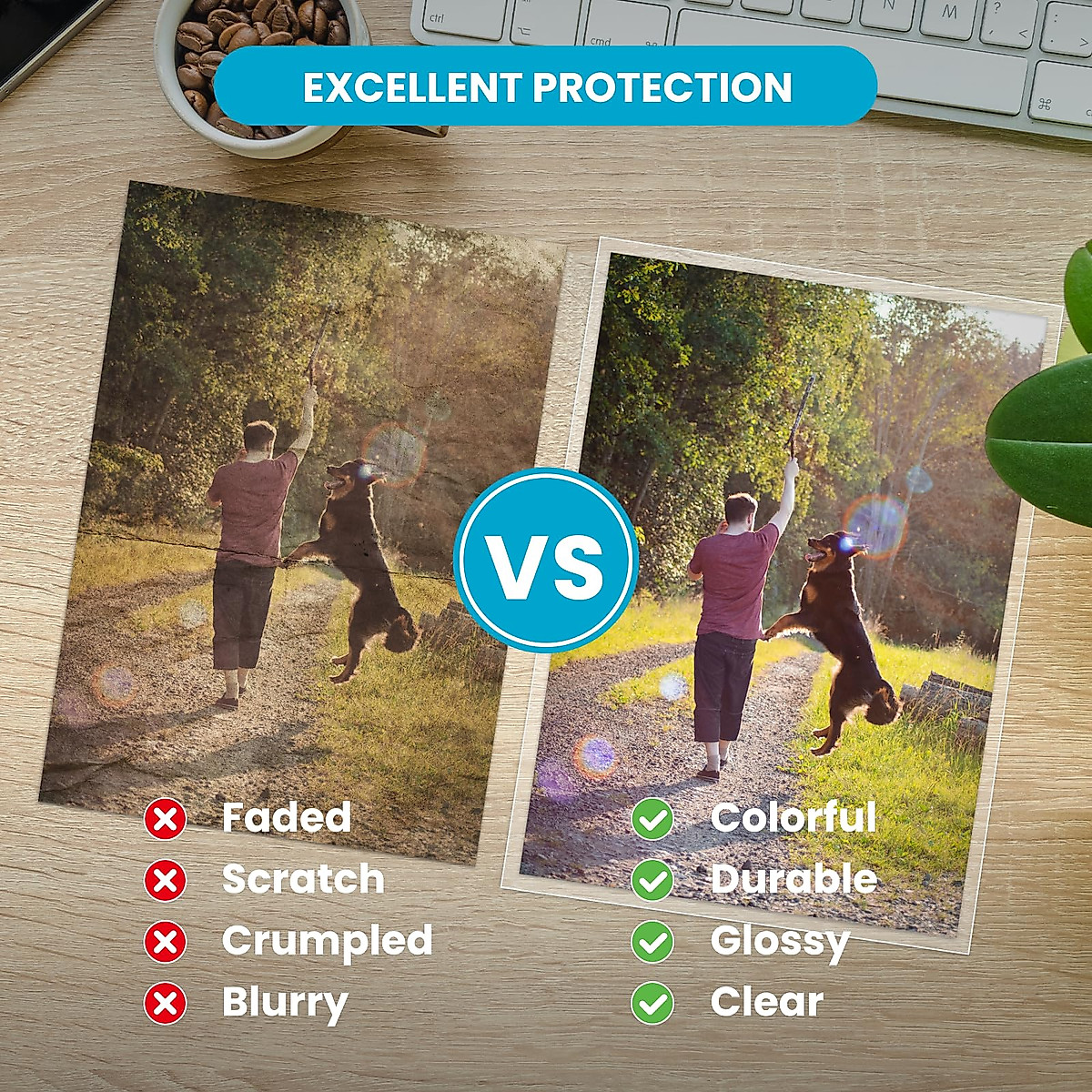 T&W SAME FILM 20 Pack Self Adhesive Laminating Sheets, 8 x 11 Inch Laminator Sheets, Self Sealing Laminating Sheets for Laminator, Round Corner, No Heat, No Machine Needed