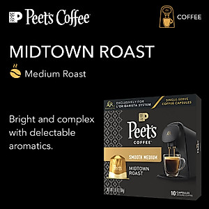 L'OR Barista Coffee Pods, Peet's Coffee Midtown Medium Roast - 30 Single-Serve Capsules, Exclusively Compatible with L'OR BARISTA System, Brews 5 oz, 8 oz, 12 oz, 10 count, Pack of 3