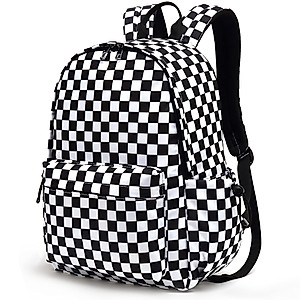 Checkered School Backpack for Girls Women, Teens School Bags Bookbags Ladies Laptop Backpacks