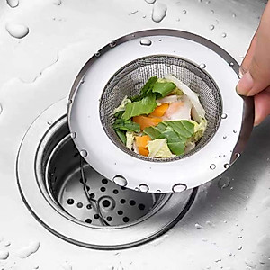 2 Pack 4.5" Kitchen Sink Drain Strainers, Stainless Steel Drain Cover with Anti Clogging Mesh, Thicken Edge