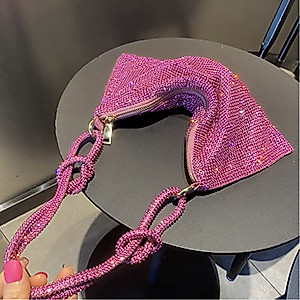 miscloder Rhinestone Purses for Women Evening Sparkly Gold Clutch Purse Chic Silver Hobo Bag for Wedding Party Prom (Pink)