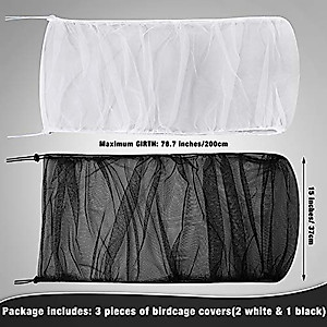 3 Pieces Large Adjustable Bird Cage Cover Seed Feather Catcher Birdcage Nylon Mesh Net Cover Soft Skirt Guard for Parakeet Macaw African Round Square Cage (78 x 15 Inch in Circumference and Width)
