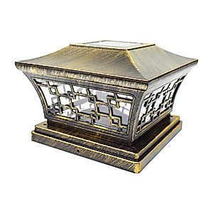 iGlow 8 Pack Japanese Style Vintage Bronze 6 x 6 Solar Post Light SMD LED Deck Cap Square Fence Outdoor Garden Landscape PVC Vinyl Wood