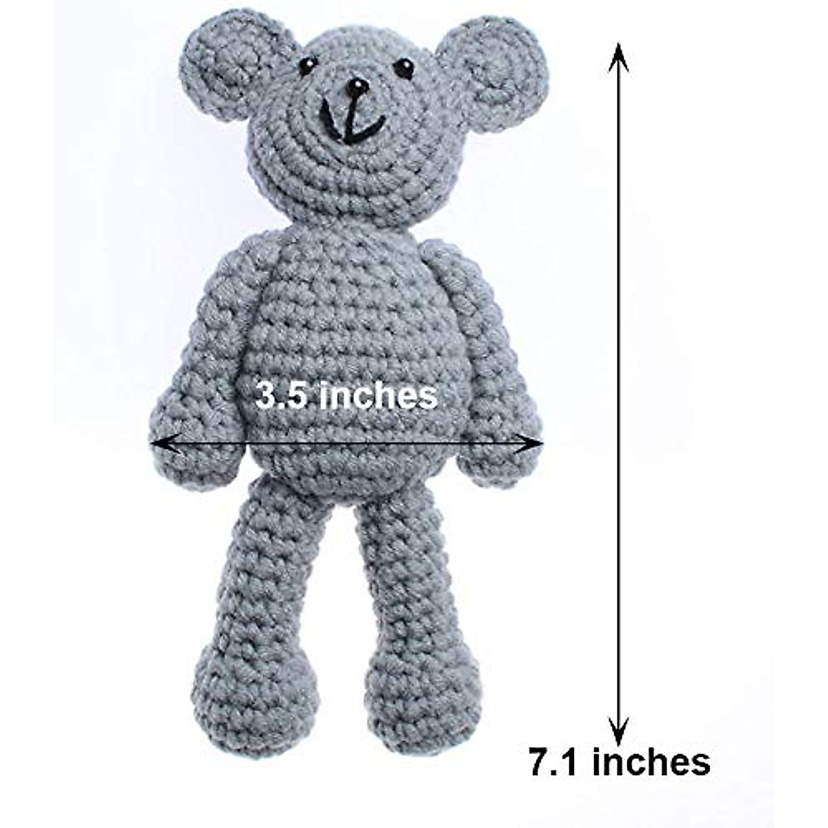 ECYC Newborn Baby Bear Hat Beanie with Bear Dolls Photography Accessories Grey