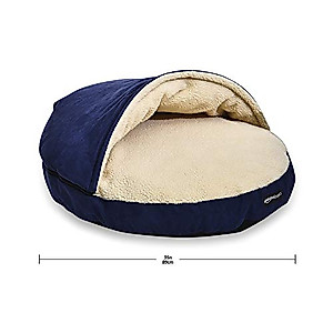 Amazon Basics Cozy Pet Cave Bed, Large 35 x 35 x 13 Inches, Blue