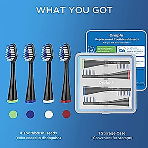 Brush Heads for Waterpik Complete Care 5.0 & 9.0, 4-Pack, Black