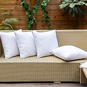 EMEMA Pack of 4 Outdoor Pillow Inserts Waterproof Throw Pillow Premium Fluffy Decorative Cushion Square Inner Soft for Patio Furniture Garden Sleeping Bed Couch Sofa Bedroom 18x18 Inch 45x45 cm