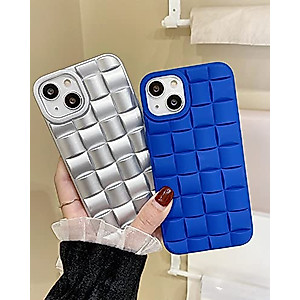 Ginkgonut Compatible with iPhone 13 Case or iPhone 14 Case for Women/Girls, Cute 3D Laid Desgin Soft Silicone Shockproof Raised Bumper Corners Case for iPhone 13 / iPhone 14（Silver）