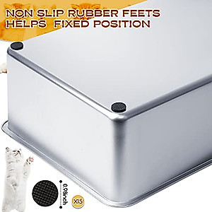 2 Set Stainless Steel Litter Box for Cat with 2 Pcs Cat Litter Scoops 15 Pcs Non Slip Rubber Feet Non Stick Smooth Bunny Litter Box High Sided Litter Box Litter Scooper with Holder (24 x 16 x 8 In)