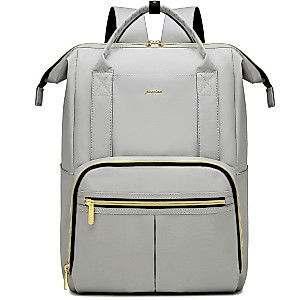 Focdod Women Laptop Bags Teacher Backpack: 15.6 Inch Nurse Backpack with USB Port Work Bag Anti-theft Travel Daypack Stylish Computer Bookbag Waterproof for School Business Woman(Light Grey)