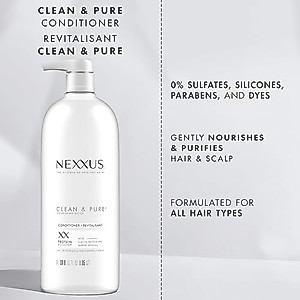 Nexxus Clean and Pure Conditioner, With ProteinFusion, Nourished Hair Care Silicone, Dye And Paraben Free 33.8 oz