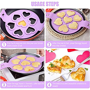 Flip Cooker Pancakes Mold,Reusable Silicone Pancake Molds,Non Stick Silicone Egg Ring,Silicone Cake Mold,Silicone Mold,For Cook Multiple Pancakes Or Eggs Simultaneously