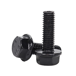binifiMux 10pcs M8 x 25mm Flanged Hex Head Bolts Flange Hexagon Screws, Full Thread, Grade 10.9 Alloy Steel, Black Oxide Finish,